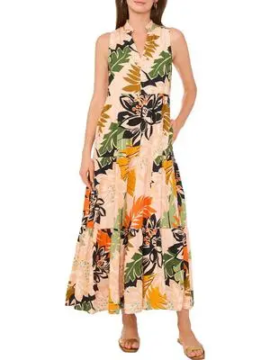 Vince Camuto Floral Sleeveless Tiered Maxi Dress - Multi