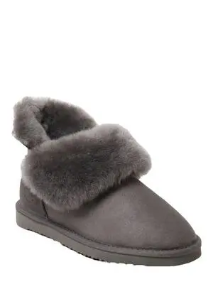 DEARFOAMS Fireside Perth Genuine Shearling Foldover Boots - Grey