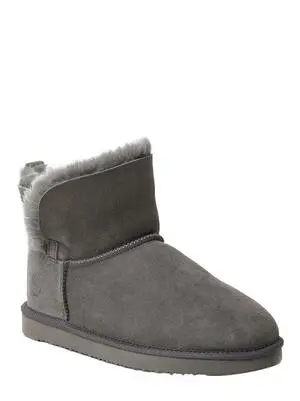 DEARFOAMS Perth Genuine Shearling Foldover Bootie - Grey
