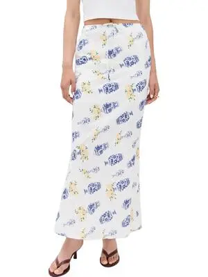 BAILEY ROSE Printed Maxi Skirt - Off White