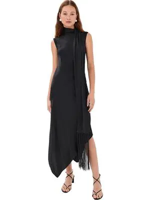 Acne Studios Viscose Soft Satin Tunic Dress - Black
