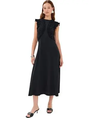 Ulla Johnson Shiva Sleeveless Ruffled Midi Dress - Noir
