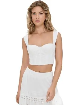Hemant & Nandita Eyelet Weave Corset Top - Off White