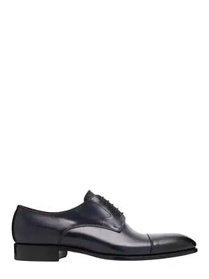 Brioni Leather Cap-toe Derby Shoes - Navy