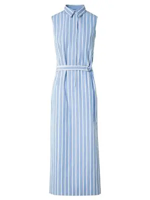 Akris - Striped Sleeveless Belted Midi Shirtdress