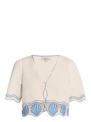 Rails Venice Embroidered Crop Top - White