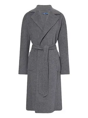 Ralph Lauren Belted Notch-lapel Wool Coat - Grey Melange