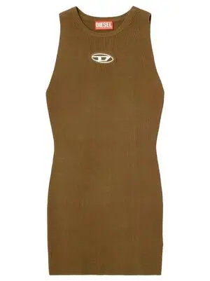 DIESEL Metallic-logo Ribbed Dress - Brown