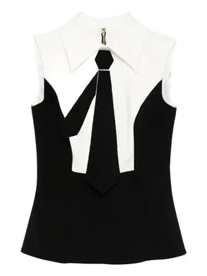 ISABEL SANCHIS Necktie Sleeveless Top - Black