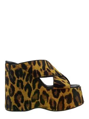Paris Texas 135mm Mara Leopard-print Platform Sandals - Brown