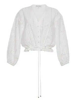Cara Cara Perrin Cropped Blouse - Bria Eyelet Ivory