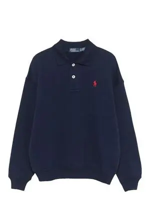 Polo Ralph Lauren Collared Fleece Pullover - Navy Blue