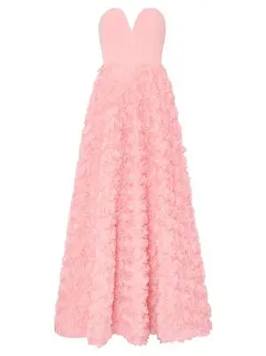 MILLY Bell Mesh Rose Gown Maxi Dress - Pink