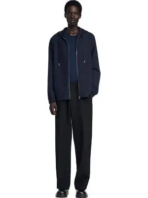 Sandro Hooded Zip-up Shirt Jacket - Navy Blue