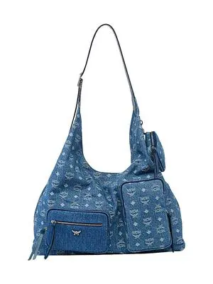 Mcm Aren Extra Large Shopper Tote - Denim Blue