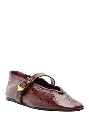 Schutz Buckled Leather Flats - Vino