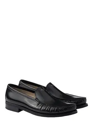 Prada Brushed Leather Loafers Charcoal