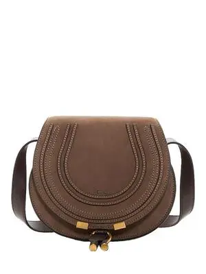 Chloé Marcie Small Saddle Bag Flannel Gray Suede