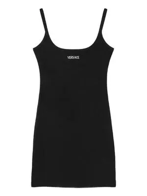 Versace Logo-embroidered Tank Dress - Black