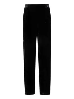BIANCO LEVRIN Velvet Trousers With Elasticated Waistband - Black