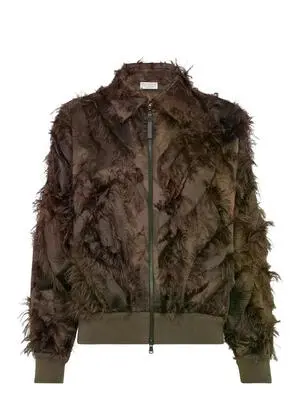 Brunello Cucinelli Feather-trimmed Bomber Jacket - Brown