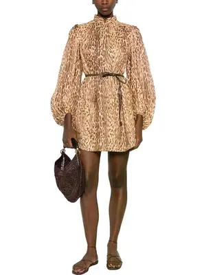 Zimmermann Leopard-print Mini Dress - Brown