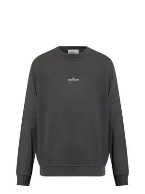Stone Island Logo-embroidered Crew-neck Sweatshirt - Grey