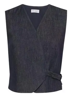 Brunello Cucinelli Wrap Cotton Waistcoat - Blue