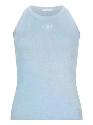 Liu Jo Ribbed-texture Logo Top - Blue