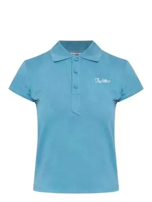Attico Embroidered Cotton Polo Shirt - Blue