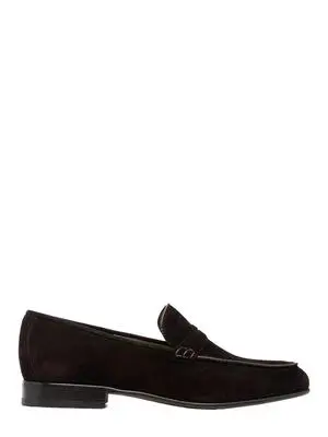 FERRAGAMO Suede Penny Loafers Brown