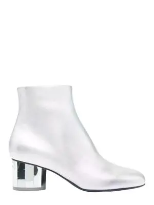 FERRAGAMO Mirrored Heel Leather Ankle Boots - Silver