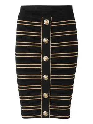 Balmain Striped Midi Skirt - Straight Jeans