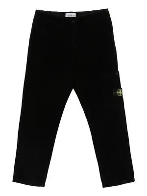 Stone Island Straight Leg Corduroy Pants - Black