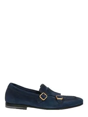 Santoni Goodyear Loafers In Leather - Navy