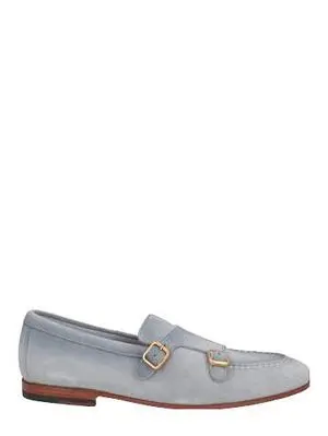 Santoni SANTONI Suede Monk Strap Loafers Slate Blue