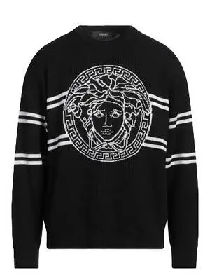 Versace Intarsia-knit Virgin Wool Sweater - Black