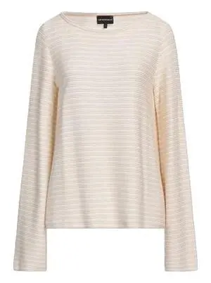 Emporio Armani Striped Knit Crewneck Sweater - Beige