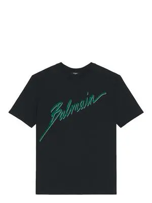 Balmain Letter Block T-shirt In Black - Noir & Emerald