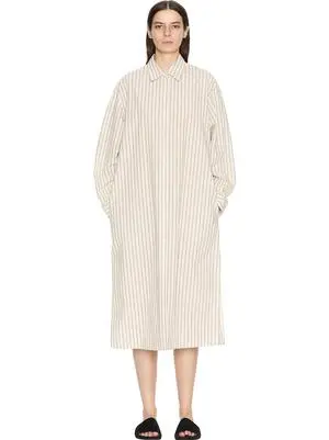 THE ROW Chihiro Poplin Shirt Dress Light Beige & Brown
