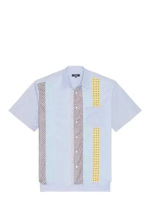 Comme Des Garçons Check And Multi Fabrics Shirt In Blue - White  Sax  & Navy