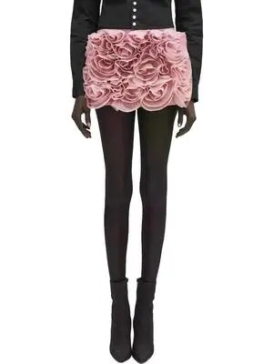 AMBUSH Rose Appliqué Ruffled Mini Skirt - Pink