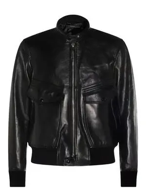 TOM FORD Zip-front Leather Jacket - Black