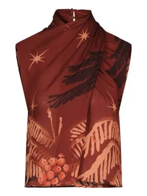 Johanna Ortiz Imaginative Silk Top - Burgundy