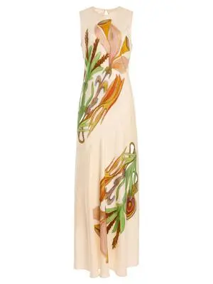 ULLA JOHNSON Gaea Printed Silk Maxi Dress