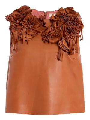 Ulla Johnson Marlowe Floral Leather Top - Brown