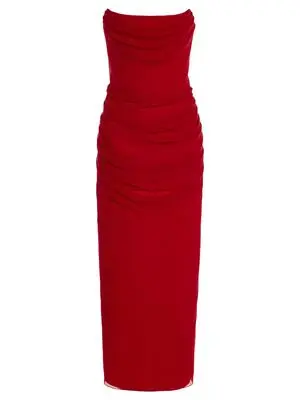 Carolina Herrera Draped Silk-chiffon Midi Dress - Red