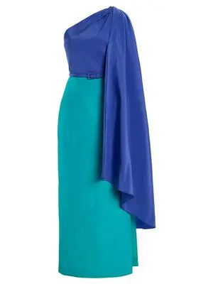 Carolina Herrera Asymmetric Silk-faille Dress - Turquoise