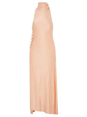 Rabanne Button-embellished Stretch-satin Halter Dress - Pink