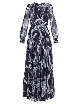 ERDEM Printed Long-Sleeve Gown